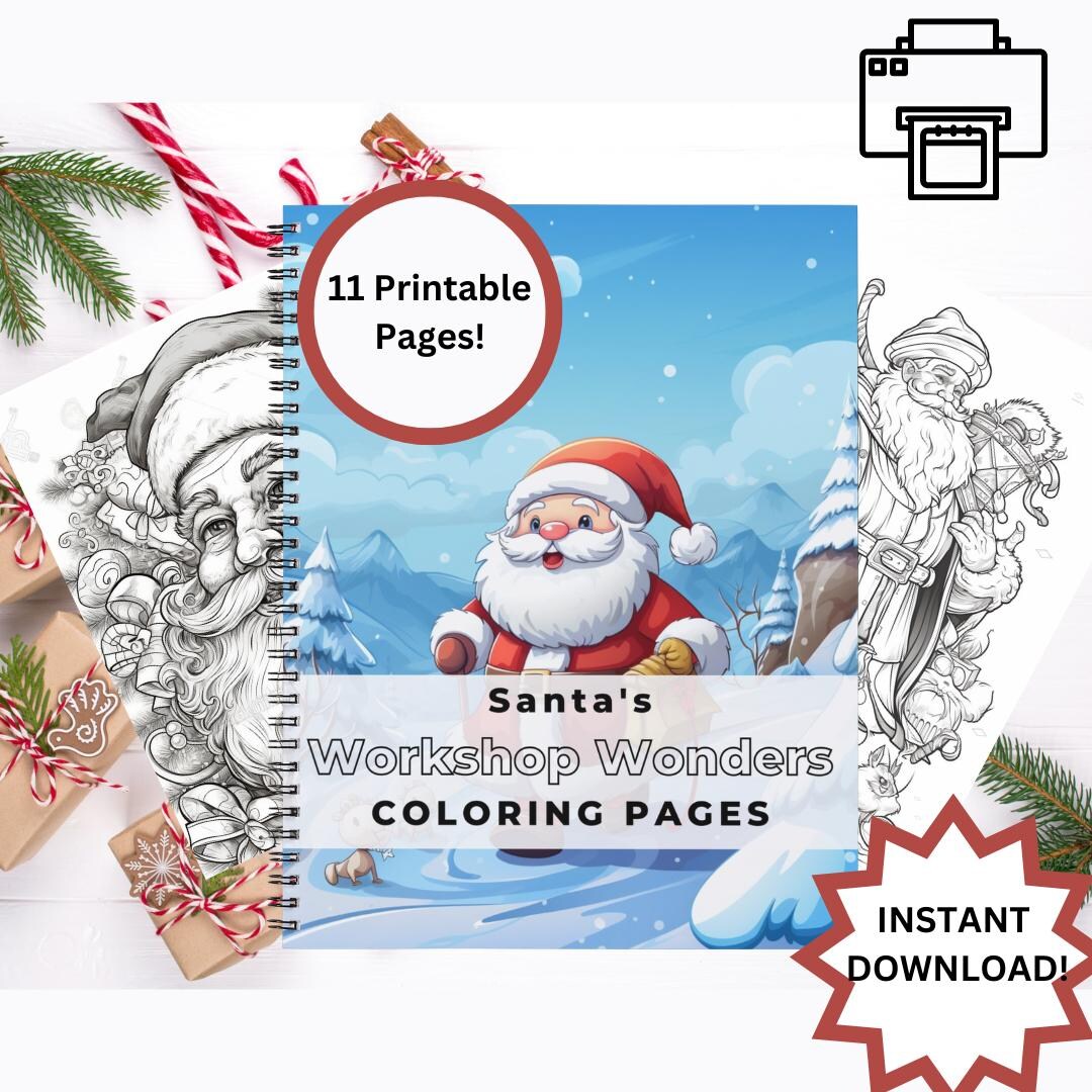 Santa's Workshop Wonders Coloring Pages, 11 Printable Pages ,christmas ...