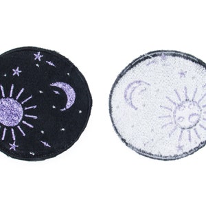 Purple Sun and Moon Embroidered Patch: Celestial Iron on Applique - Etsy