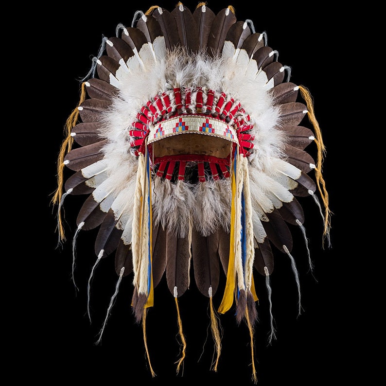 War bonnet / warbonnet Plains style Rare feather headdress | Etsy