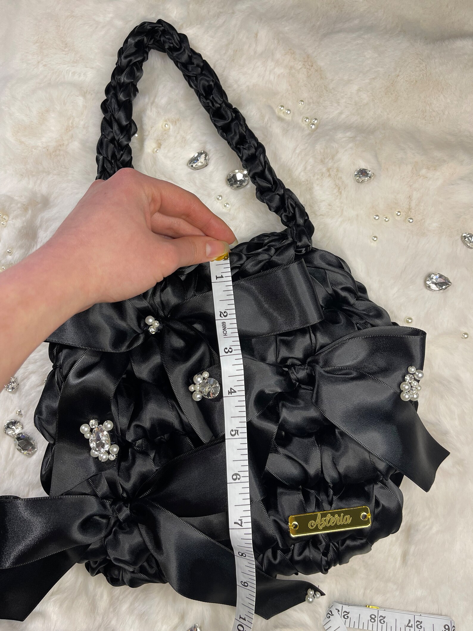 Satin Ribbon Bow Bag Shoulder Bag Crochet Ribbon Bag Pearl - Etsy