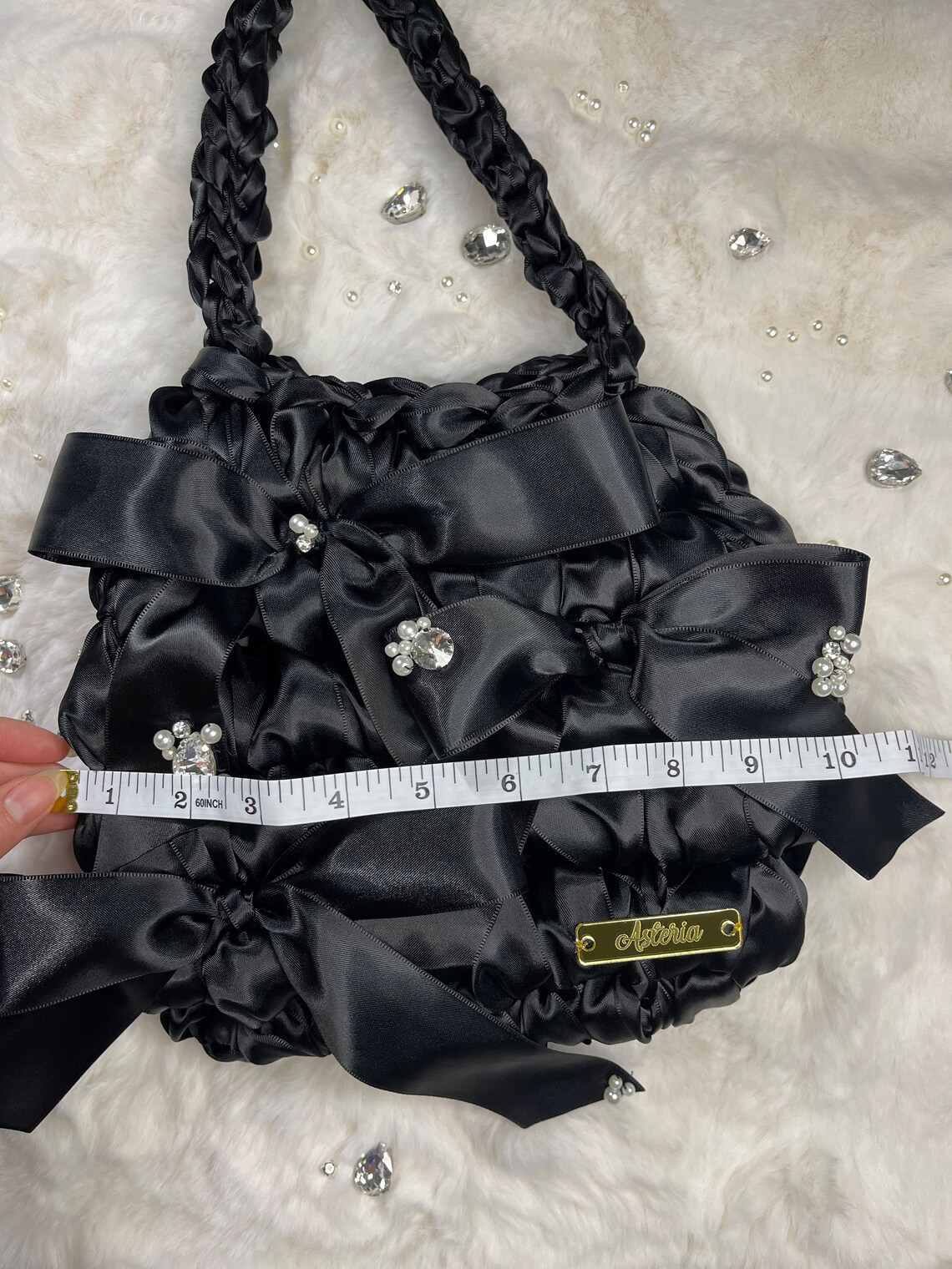 Satin Ribbon Bow Bag Shoulder Bag Crochet Ribbon Bag Pearl - Etsy