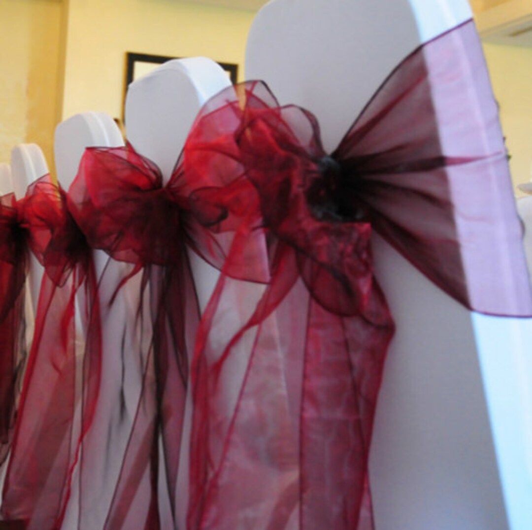 25-150 Burgundy Wine Red Chair Sashes Bow Ties Ribbon Wedding ...