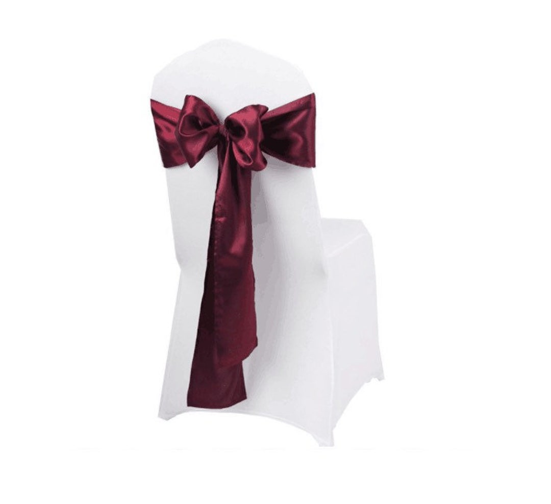 Burgundy Wine Red Satin Chair Sashes Wine Red Bows Table Runners ...