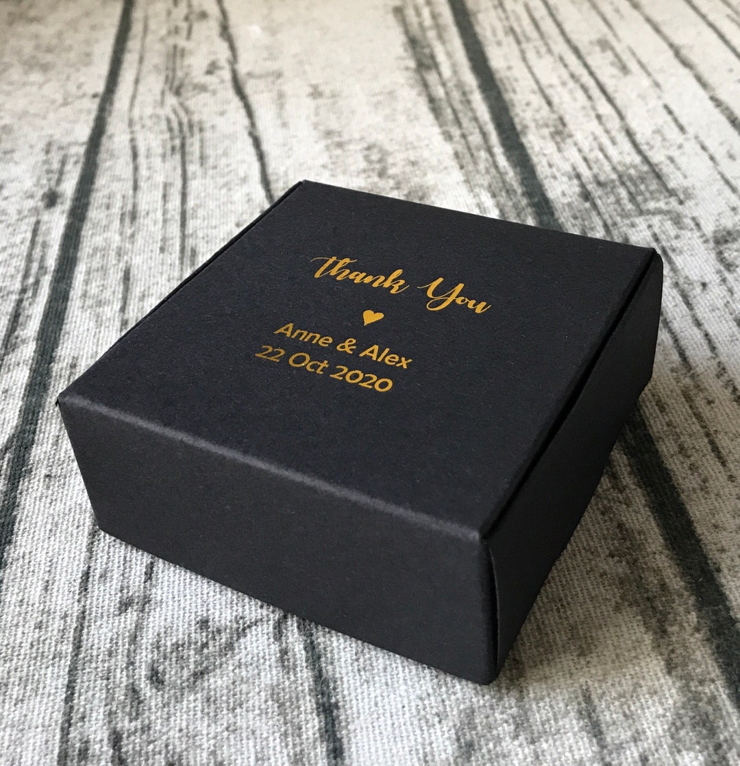 40x Gold Foil Black Wedding Favour Boxes • Wedding Thank You Gift Boxes ...