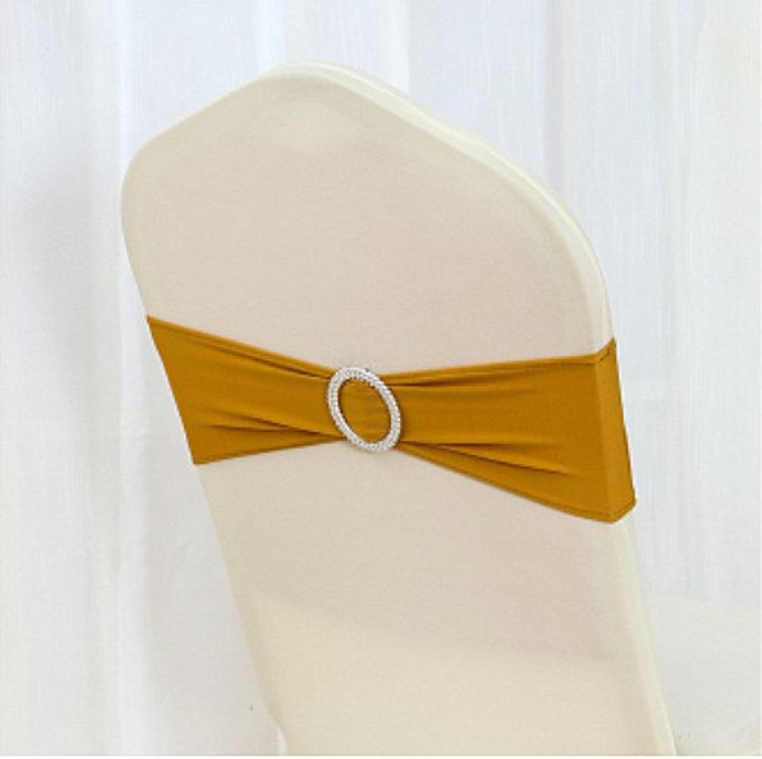 Gold Spandex Chair Bands Chair Sashes Chair Bow Tie Ribbon Wedding ...