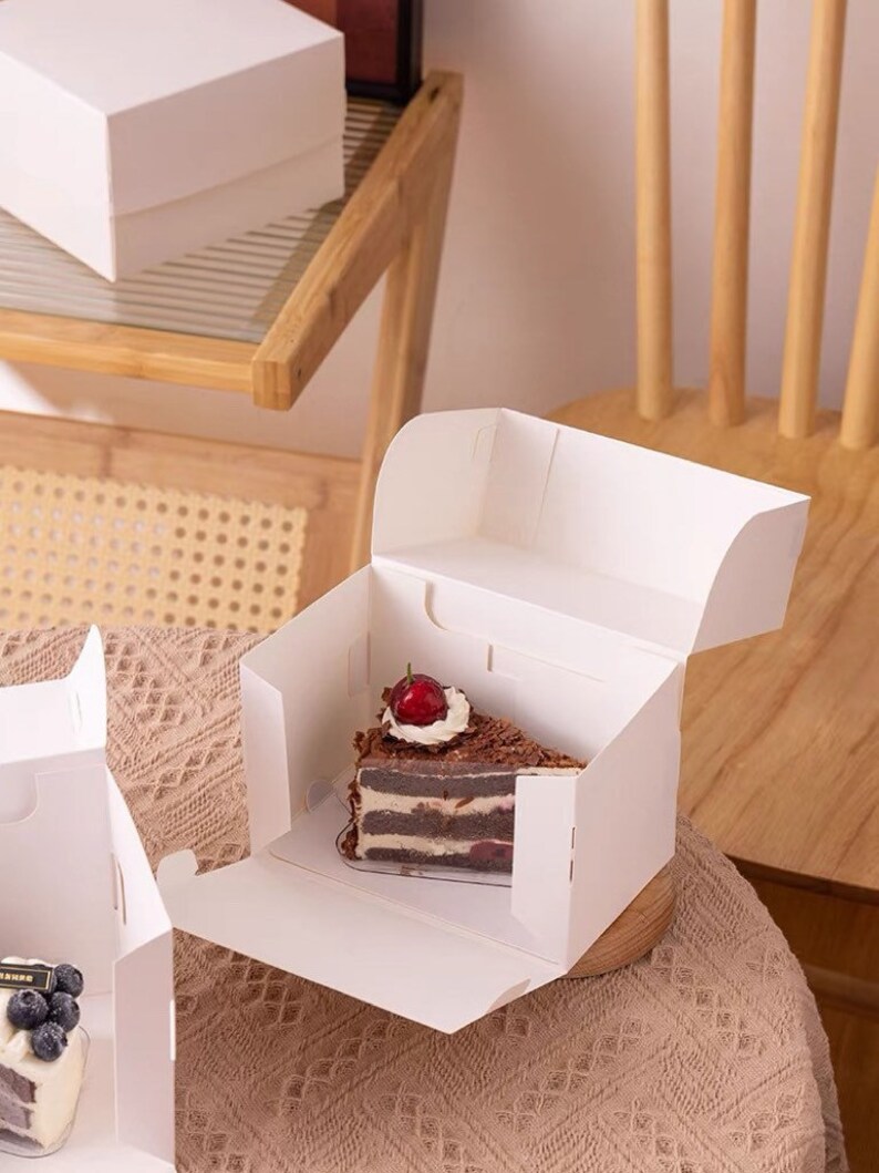 100 White Wedding Cake Favor Box & Holder Cake Slice Mousse - Etsy