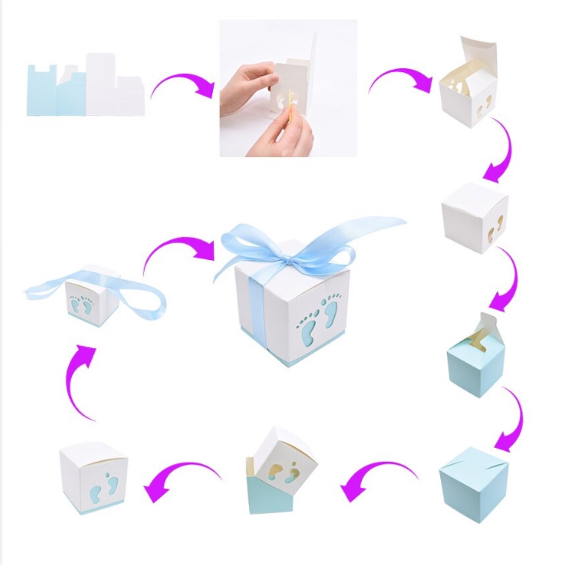 50 Pink Baby Feet Blue Baby Feet Bomboniere Favor Boxes 1st - Etsy