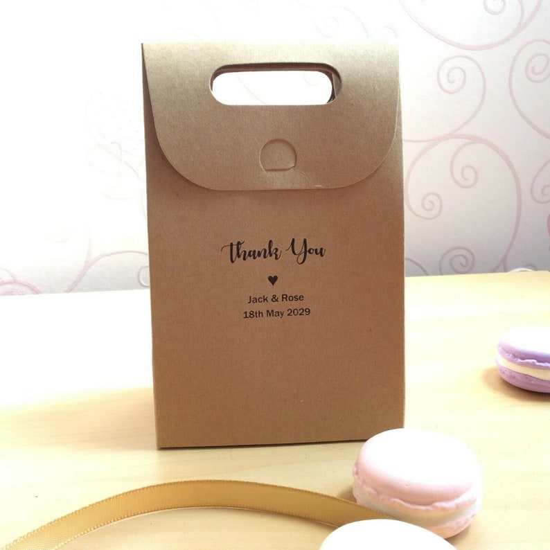80 White or Kraft Brown Gift Boxes With Handle Wedding Party Favor ...