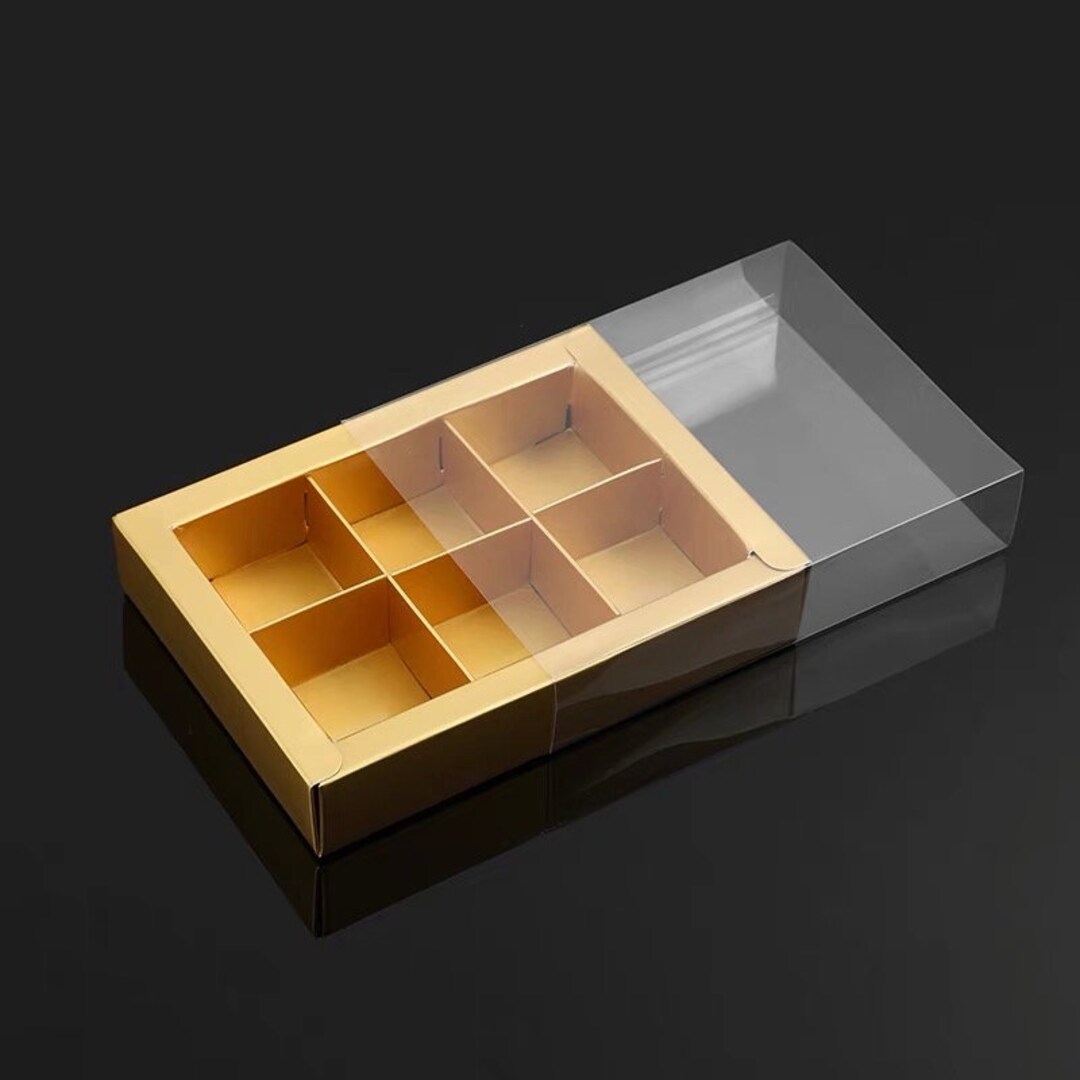 50pcs Six-cells Clear Sleeve White Gold Black Box | Chocolate Macaroon ...