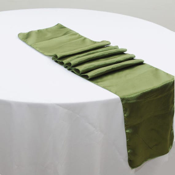Olive Green Satin Table Runners Wedding Banquet Ceremony Feast | Etsy