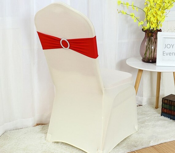 Red Spandex Chair Bands Sashes Chair Bow Tie Ribbon Knot | Etsy