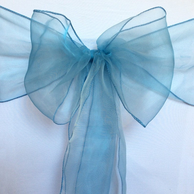 25-150 Dusty Blue Organza Chair Sashes Chair Ties Wedding Banquet ...