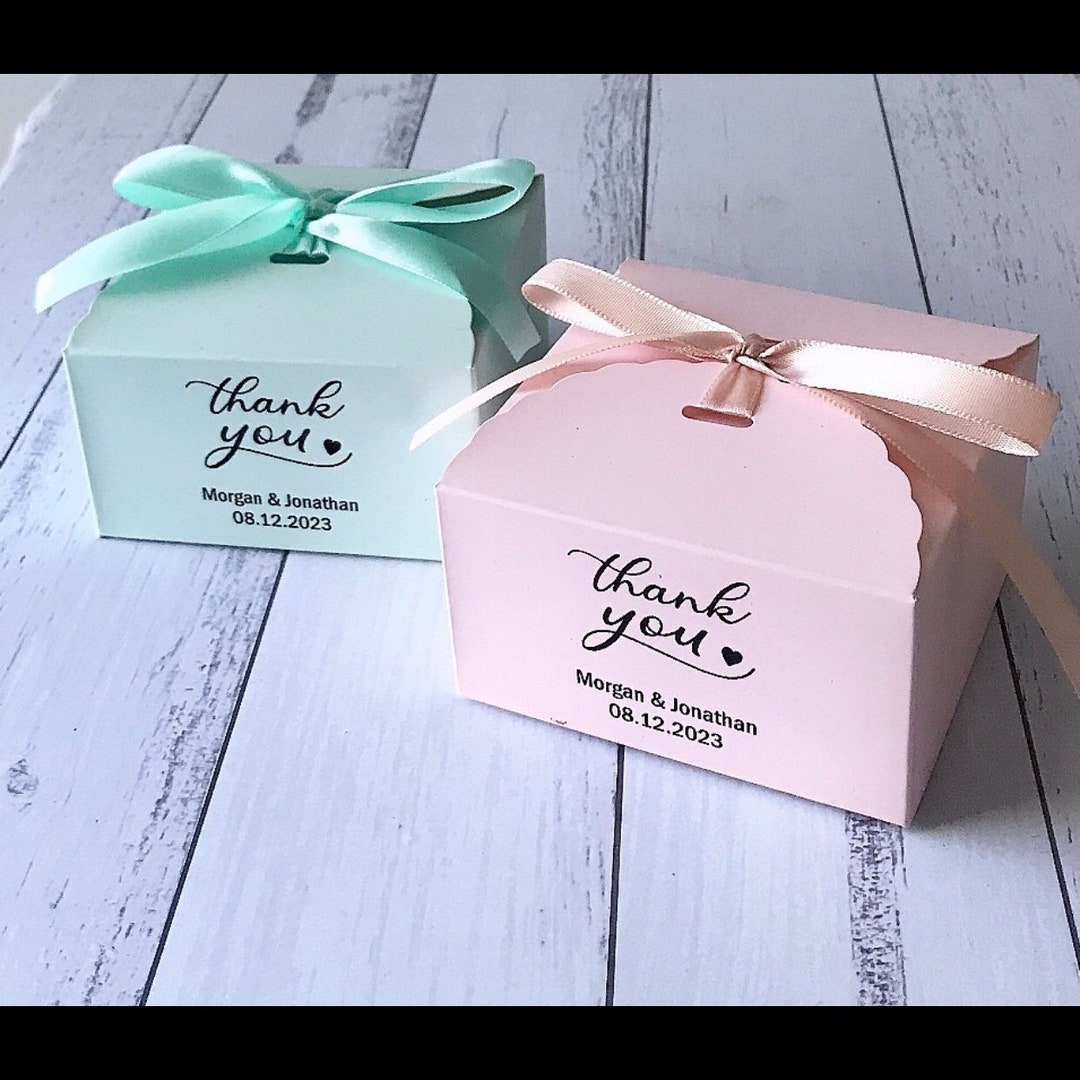 100pcs Mint or Pink Personalised Favor Boxes for Wedding Birthday Party ...
