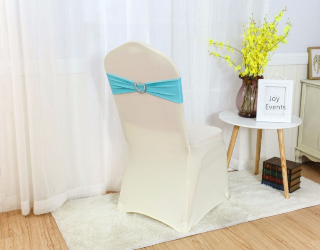 Turquoise Blue Spandex Chair Bands Chair Sashes Bow Tie Ribbon Wedding ...