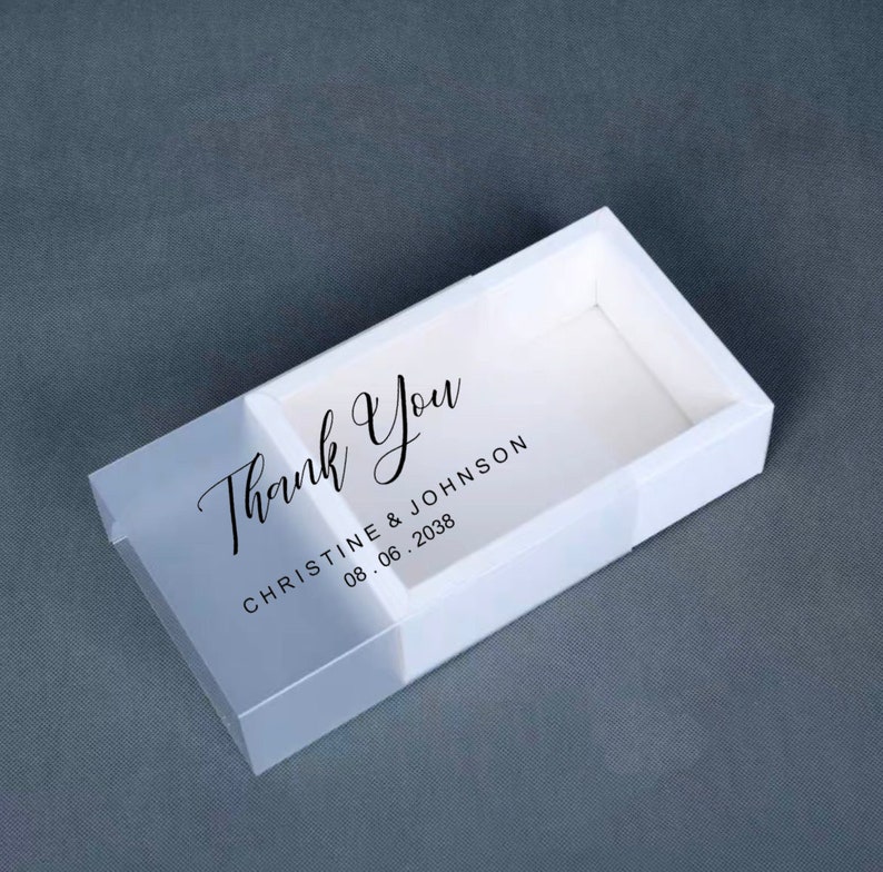 100 Personalized Frosted PVC Sleeve Favor Boxes | Wedding Party Gift ...