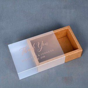 100 Personalized Frosted PVC Sleeve Favor Boxes | Wedding Party Gift ...