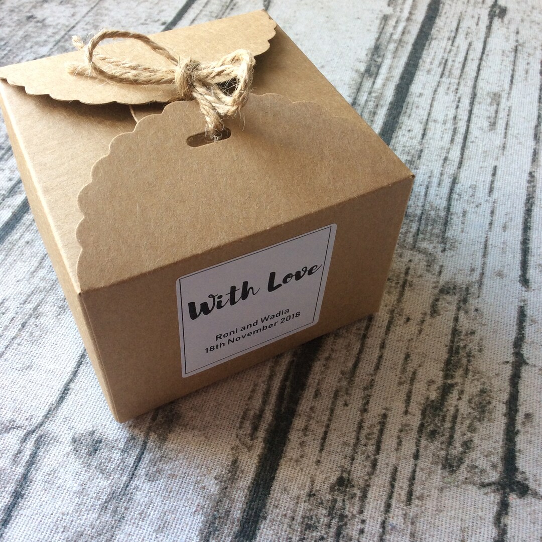 100 Natural Brown Kraft Paper Boxes Bomboniere Favour Box Wedding ...