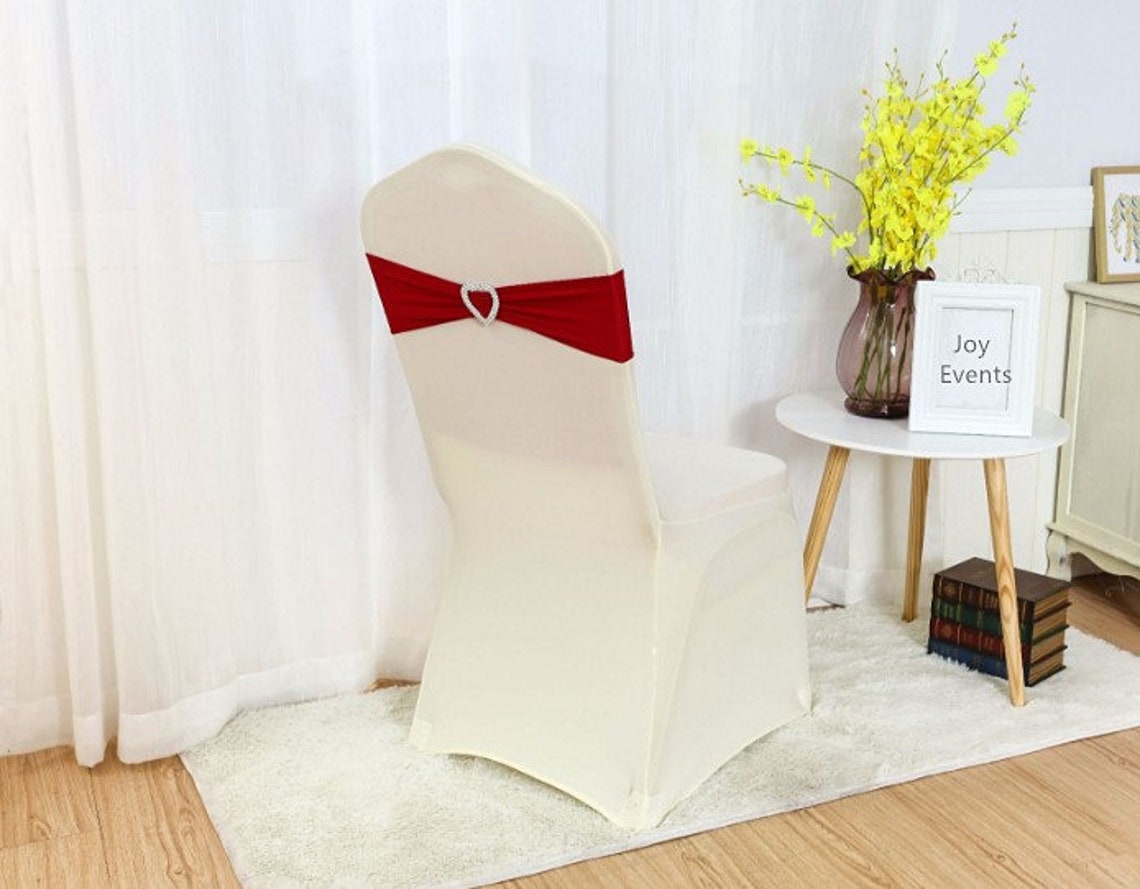 Dark Red Spandex Chair Bands Sashes Chair Bow Tie Ribbon Wedding ...