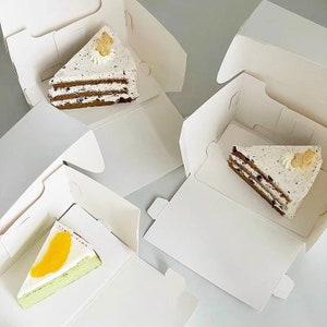 100 White Wedding Cake Favor Box & Holder, Cake Slice Mousse Cake Box ...