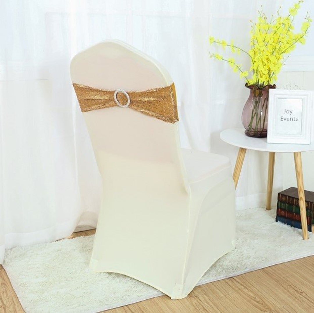 Rose Gold Silver Black Pink Glitter Sequin Chair Bands Spandex Chair ...