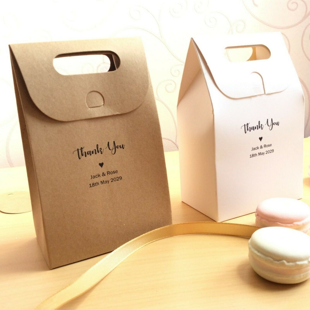 40 White or Kraft Brown Gift Boxes With Handle Wedding Party Favor ...