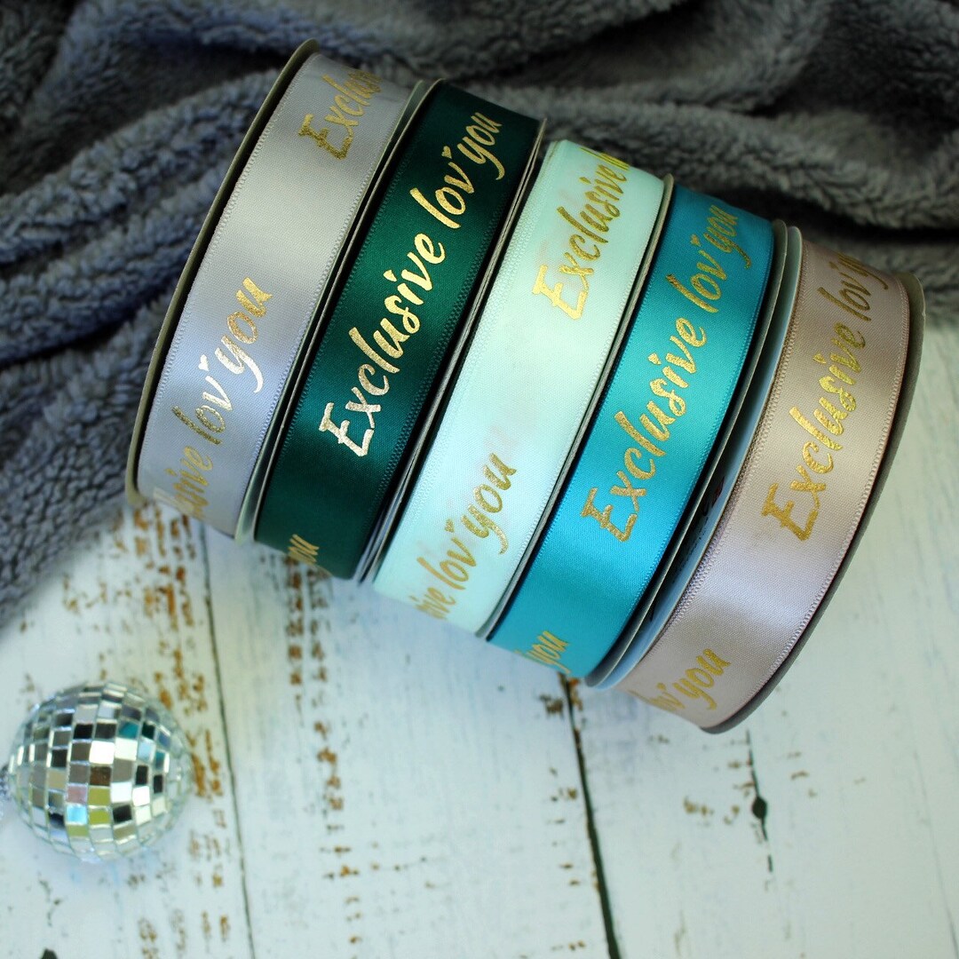 100yd/91m Personalised Embossing 3D Gold Silver Foil Satin Polyester ...