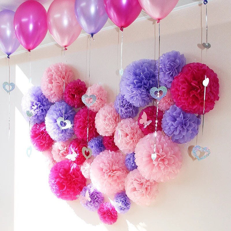 Pink Tissue Pom Poms - Etsy