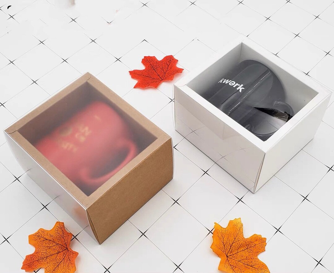 100 Mug Gift Box | Clear or Frosty PVC Sleeve Box Drawer Box | White or ...