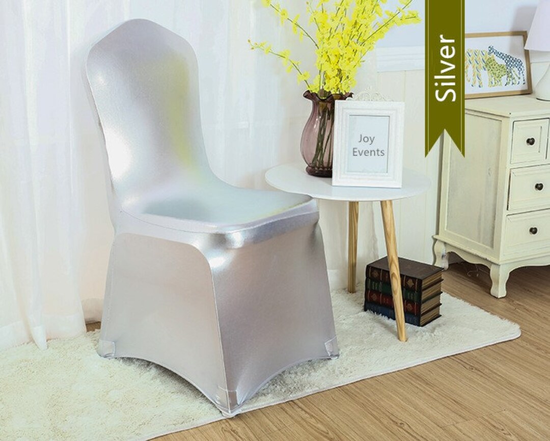 Metallic Silver Lycra Spandex Chair Covers Wedding Banquet Ceremony ...