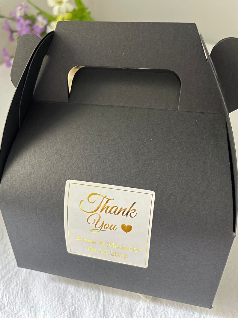 50x Black Paper Boxes With Handle Personalized Gold Foil - Etsy
