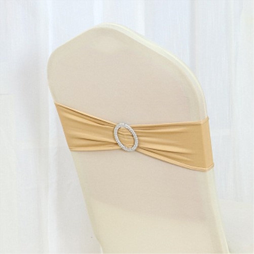 Champagne Spandex Chair Bands Chair Sashes Chair Bows Tie Ribbon ...