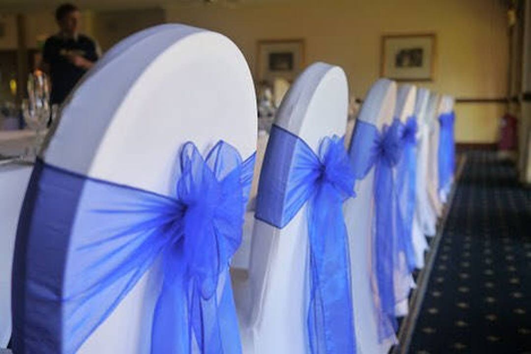 From 25pcs Royal Blue Chair Sashes Bow Ties Chair Ribbon Wedding ...