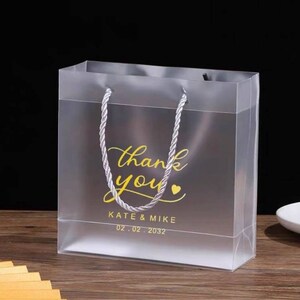 50pcs Custom Print Monogram Semi-clear Frosty PP Gift Bags ...