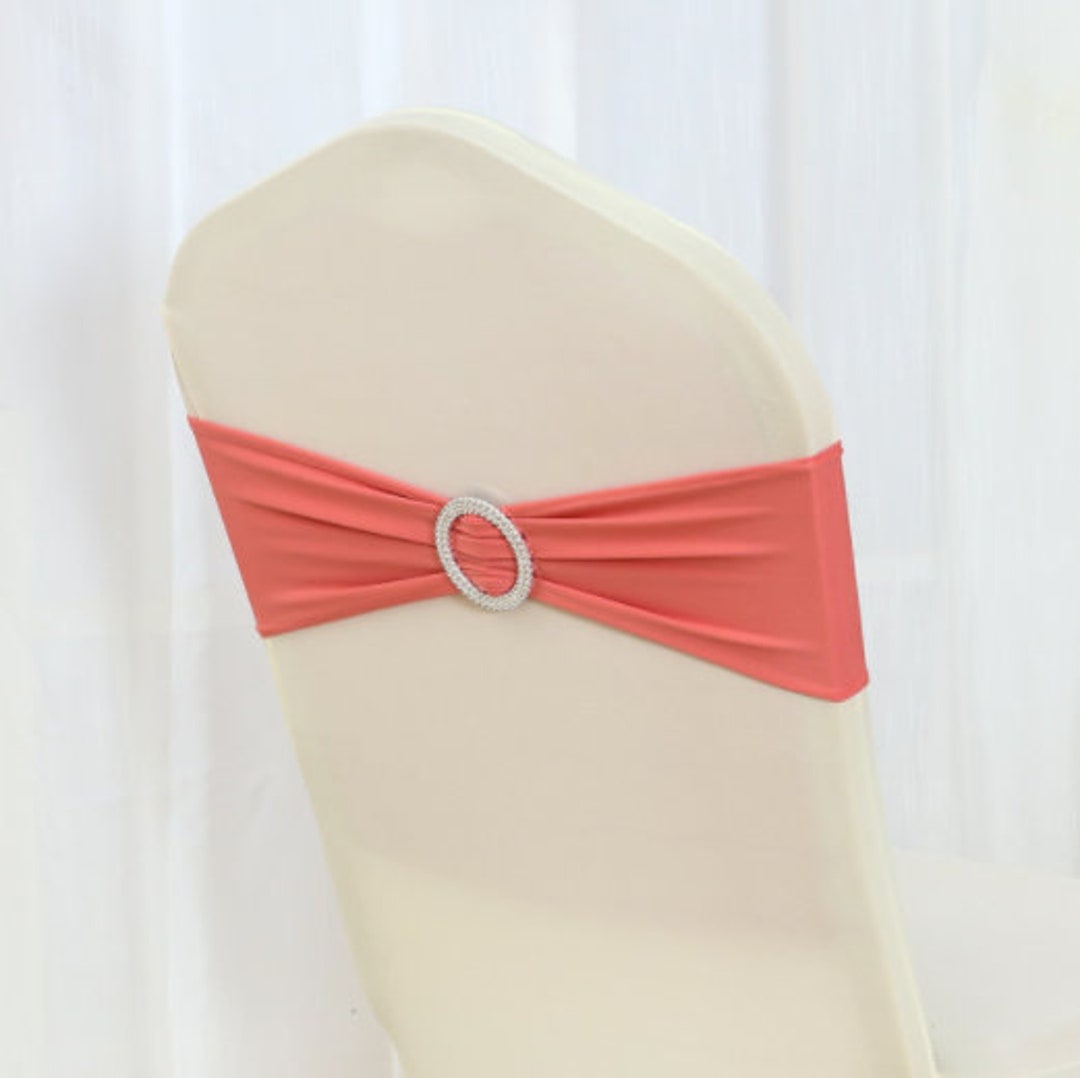 Coral Spandex Chair Bands Chair Sashes Chair Bow Tie Ribbon Wedding ...