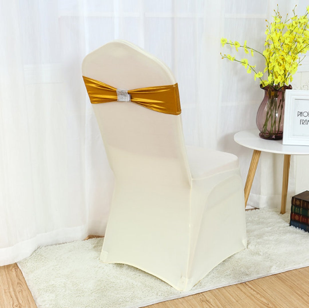 Glitter Metallic Spandex Chair Bands Chair Sashes Chair Bows Tie Ribbon ...