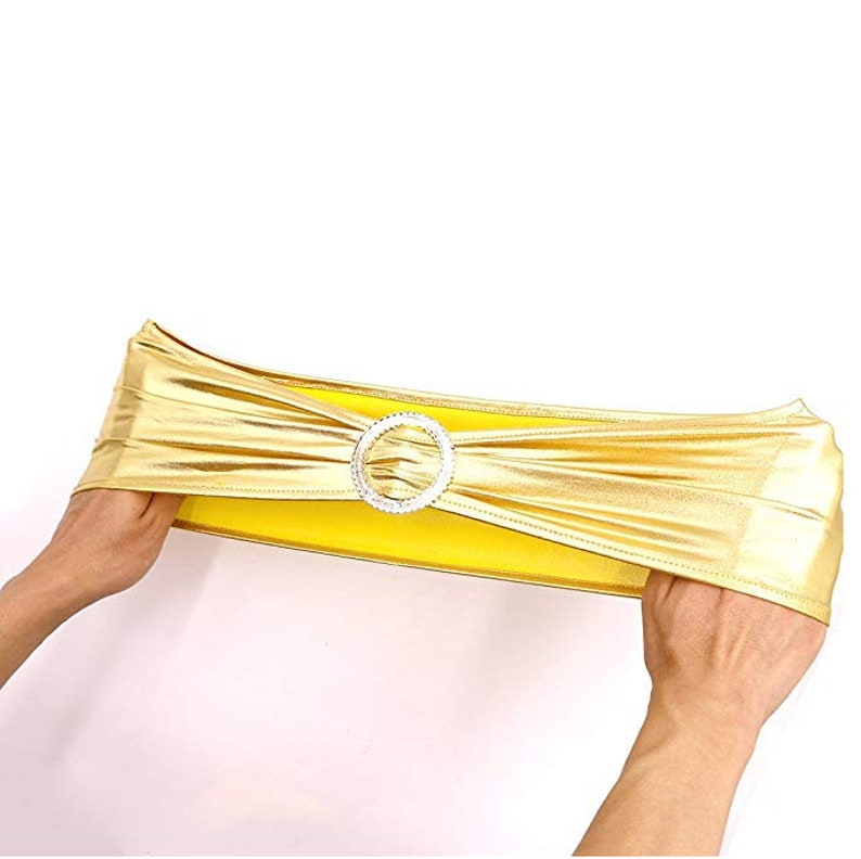Metallic Gold Spandex Chair Bands Chair Sashes Chair Bow Tie - Etsy