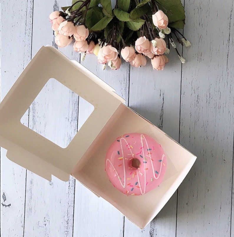 100 White Large Donut Cake Dessert Box Clear Window Favor Box | Wedding ...