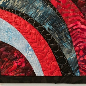 Art Quilt Maroon Blue Sampler Sun Wall Quilt Wall Hanging - Etsy