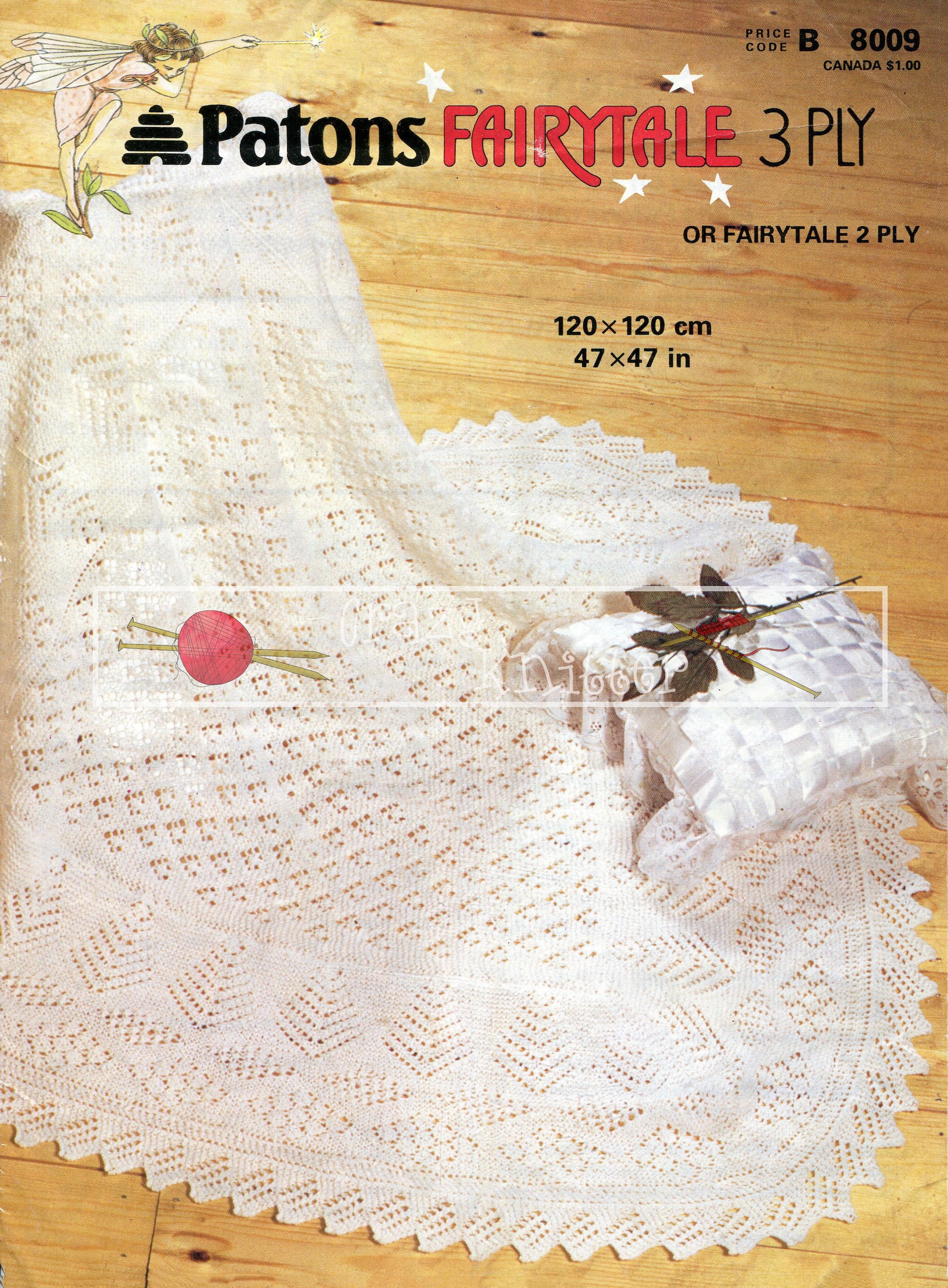 Baby Shawl 120x120cm 47x47in 2ply 3ply Patons 8009 Vintage Knitting ...