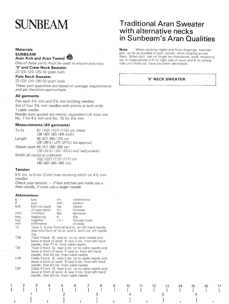 Men's Cable Sweaters 38-44" Aran Sunbeam 430 Vintage Knitting Pattern ...