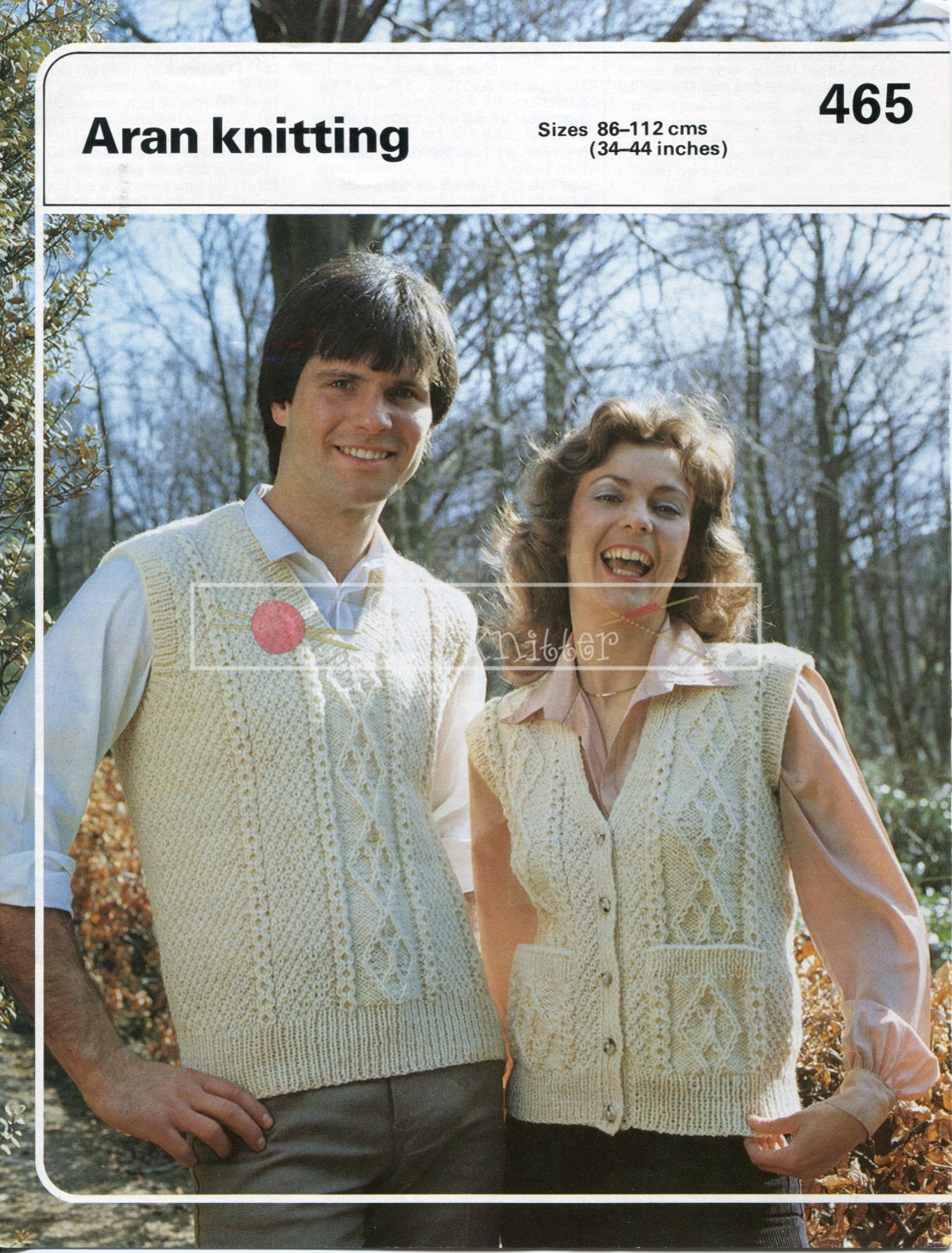 Unisex Cable Slipover Waistcoat Aran 34-44in Phildar 465 Vintage ...