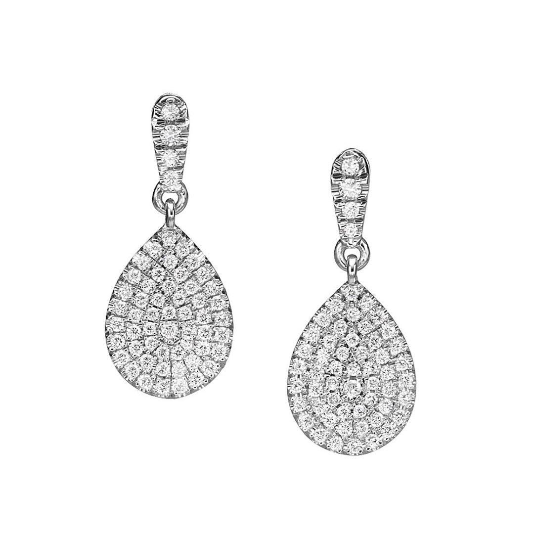Unique Design of Teardrops Diamonds Earrings pave Pears White/ Yellow ...