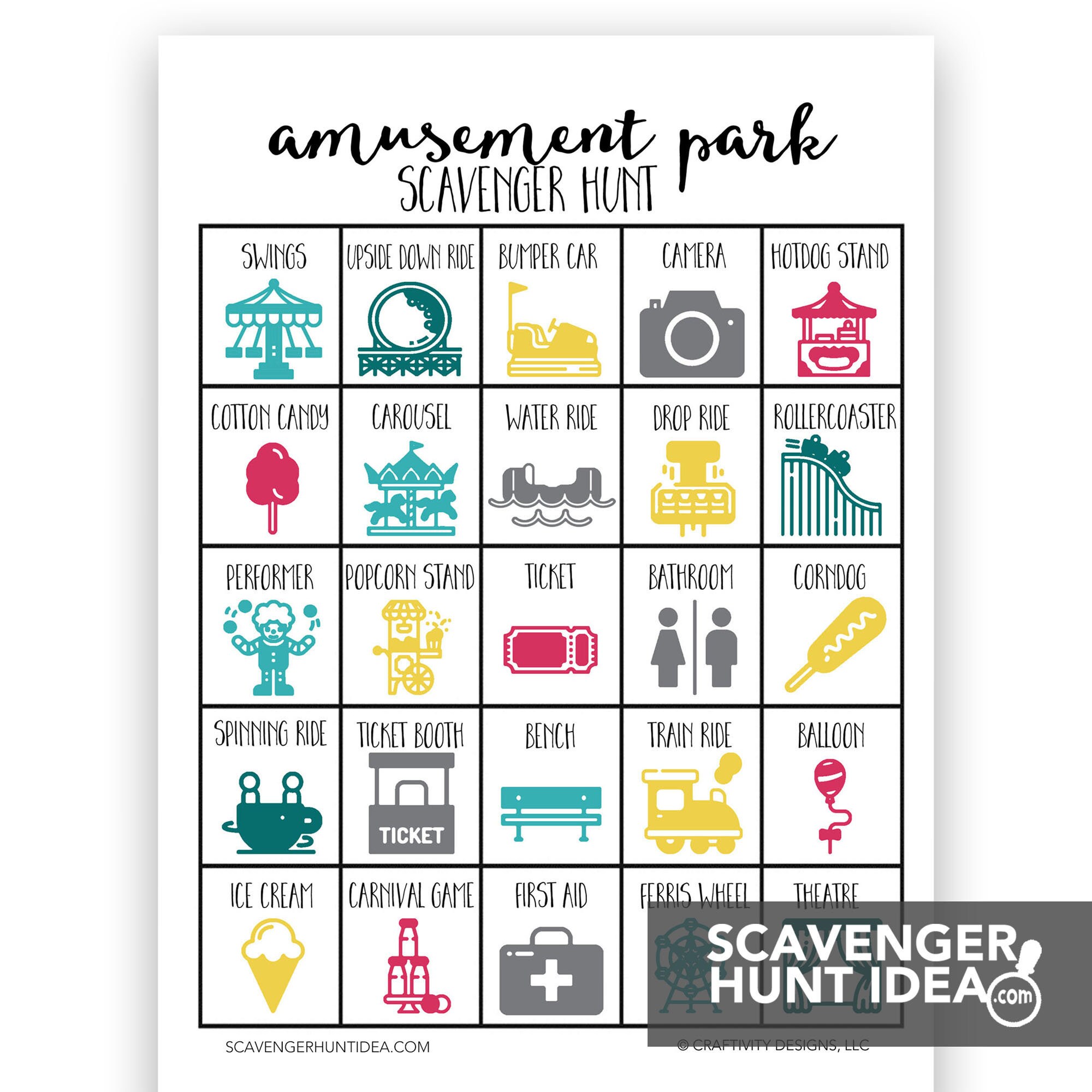 Amusement Park Scavenger Hunt Instant Download - Etsy