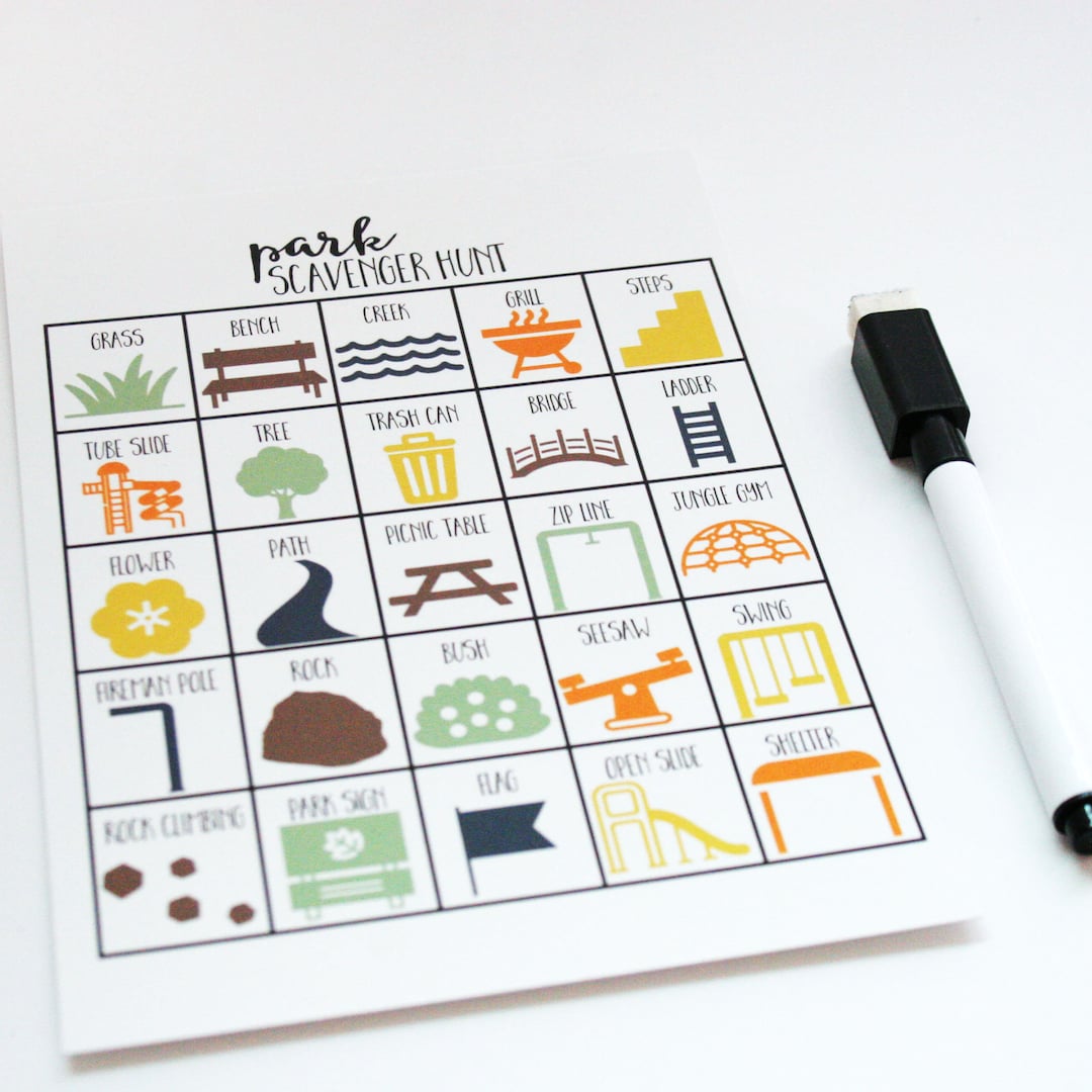 Park Scavenger Hunt Game for Kids set of 10 or 25, Outdoor Scavenger ...