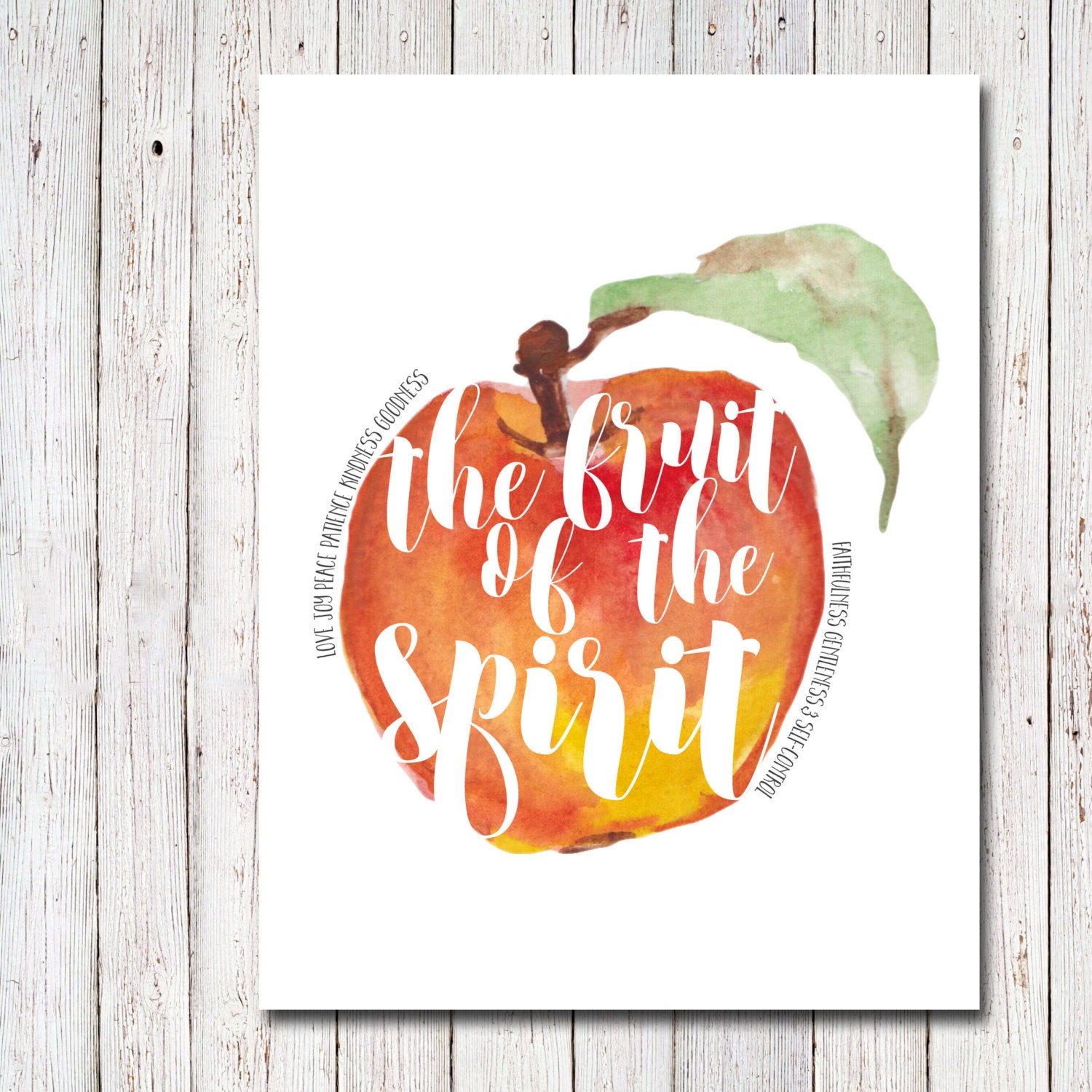 The Fruit of the Spirit, Apple, Wall Art, Bible Verse Art, Printable ...