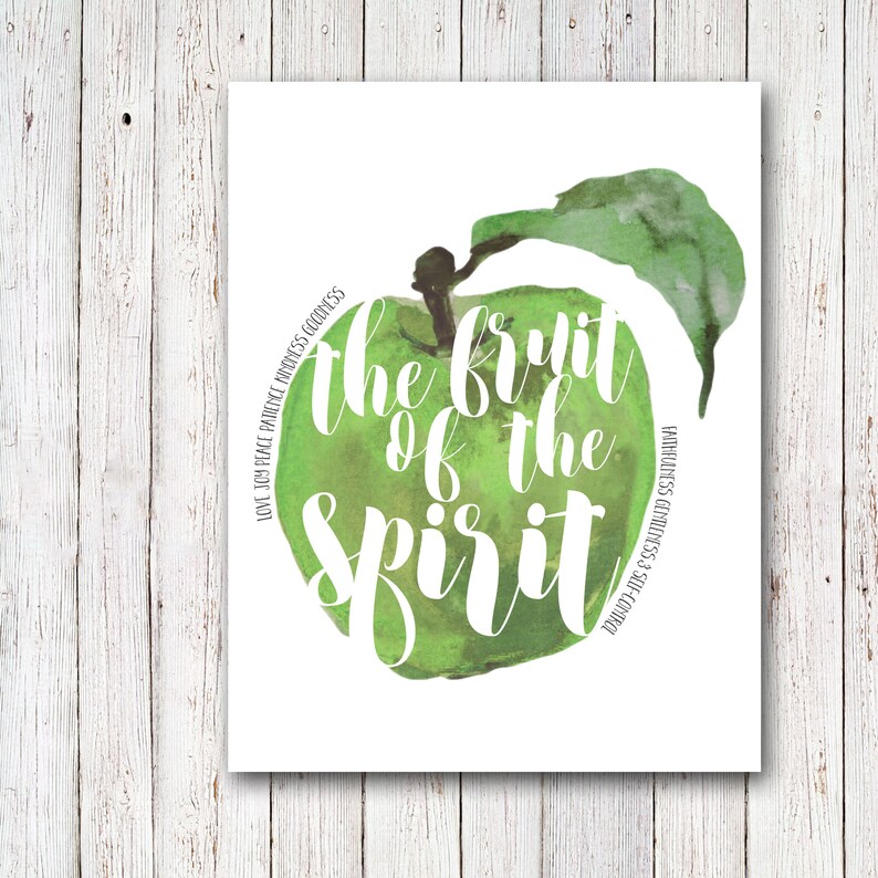The Fruit of the Spirit, Green Apple, Wall Art, Bible Verse Art ...