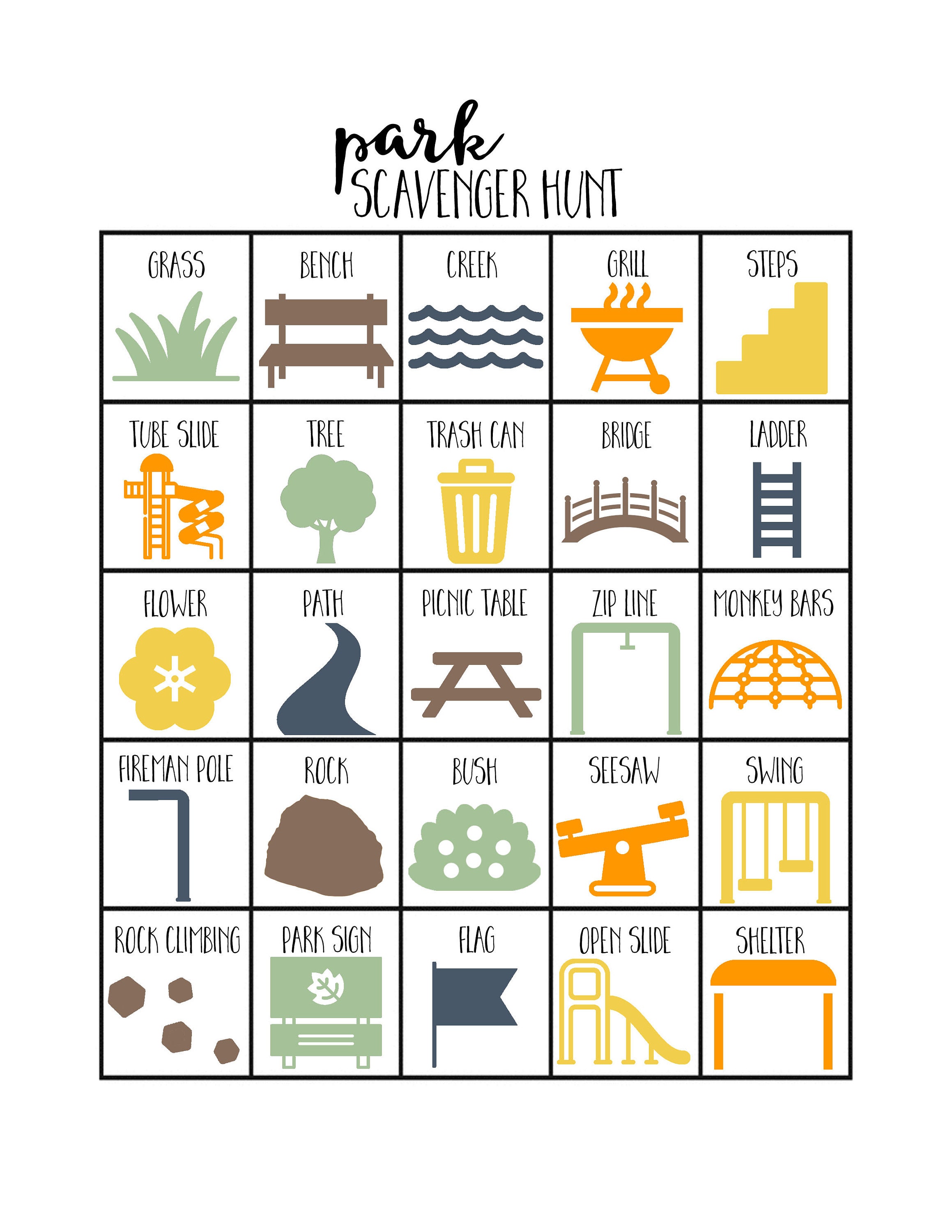 Park Scavenger Hunt Game, Party Game, Family Activity, Park Party Game ...