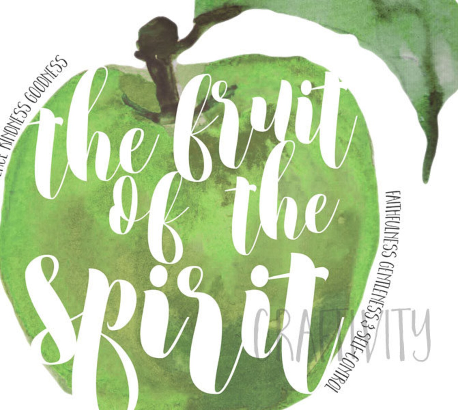 The Fruit of the Spirit, Green Apple, Wall Art, Bible Verse Art ...