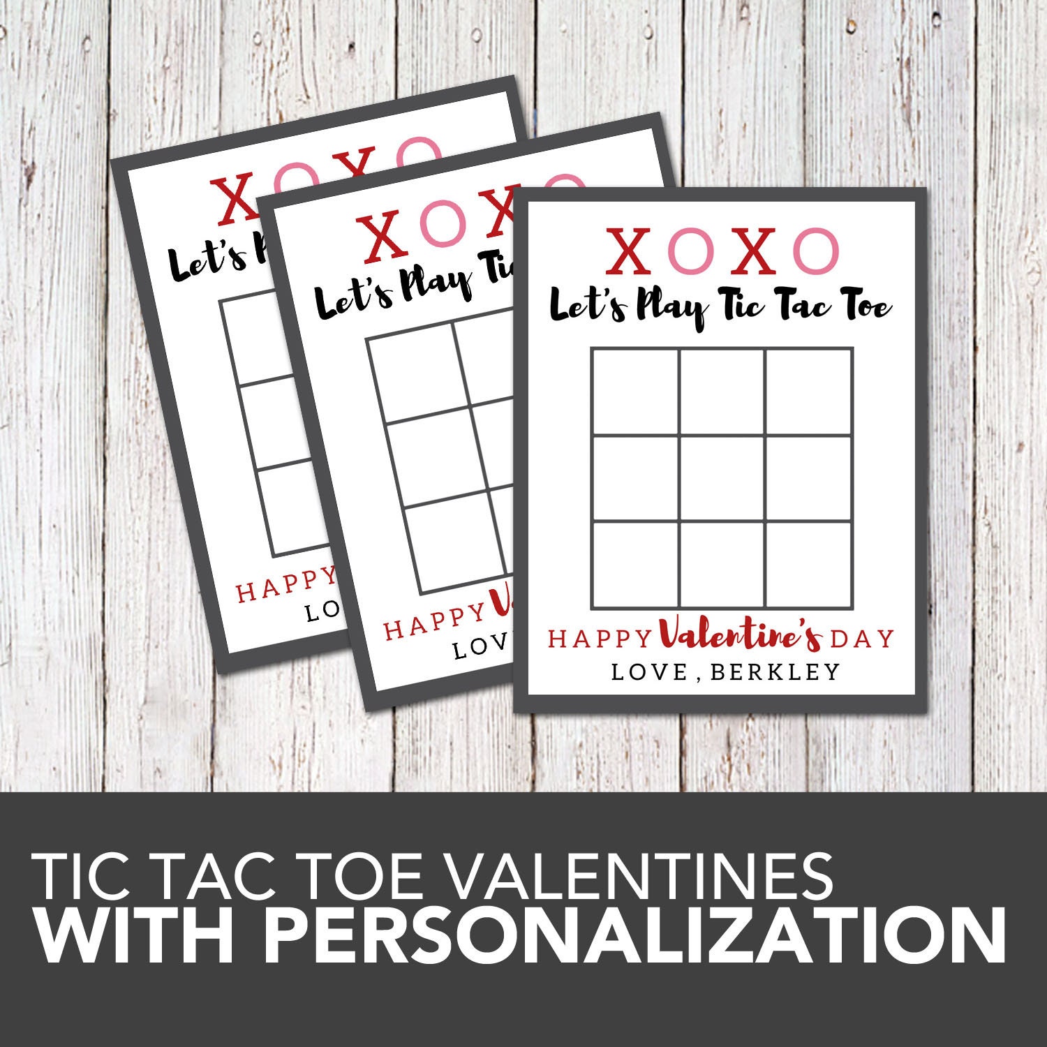Tarjetas de San Valentín personalizadas, Tic Tac Toe Tarjeta de San ...