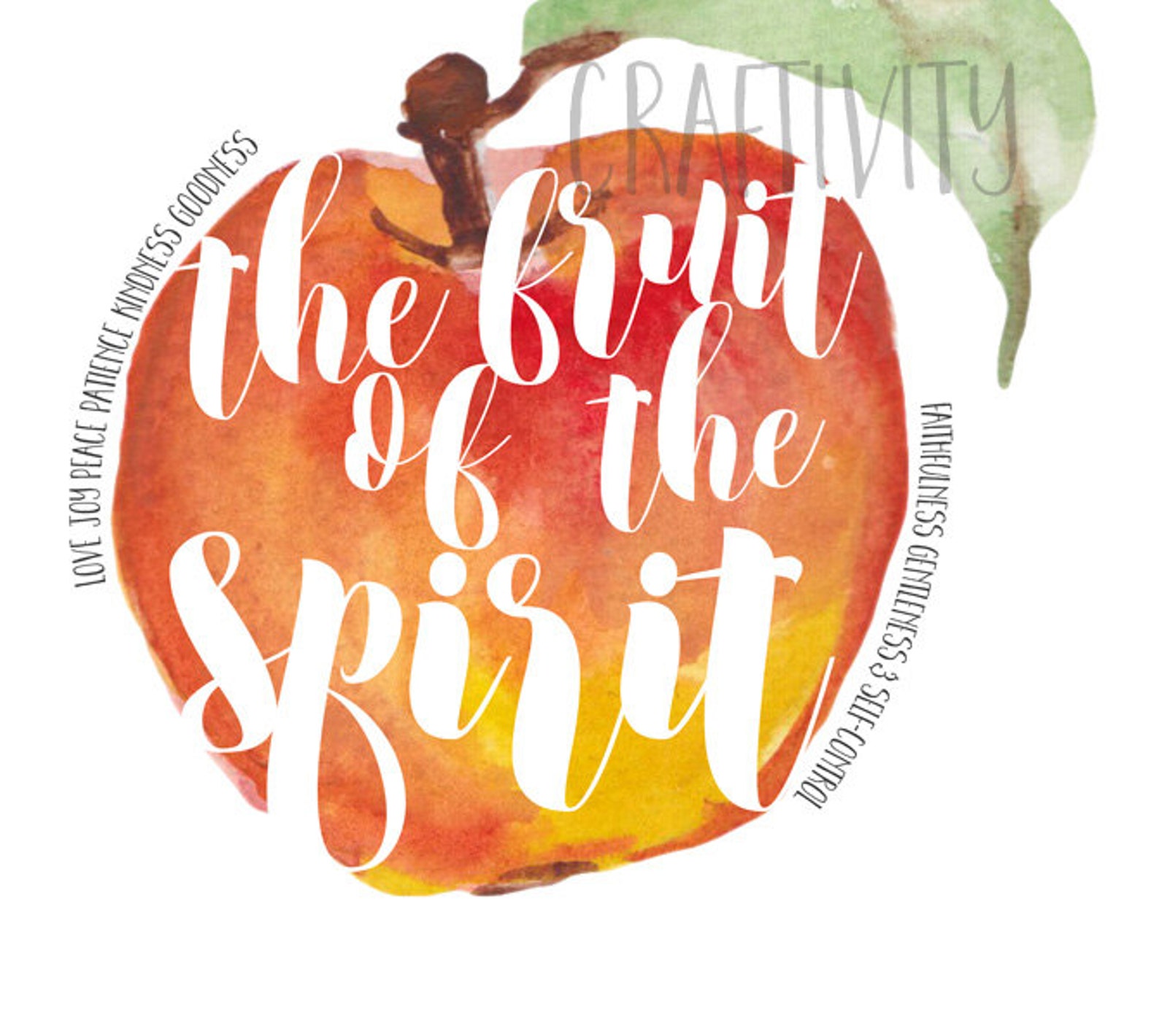 The Fruit of the Spirit, Apple, Wall Art, Bible Verse Art, Printable ...